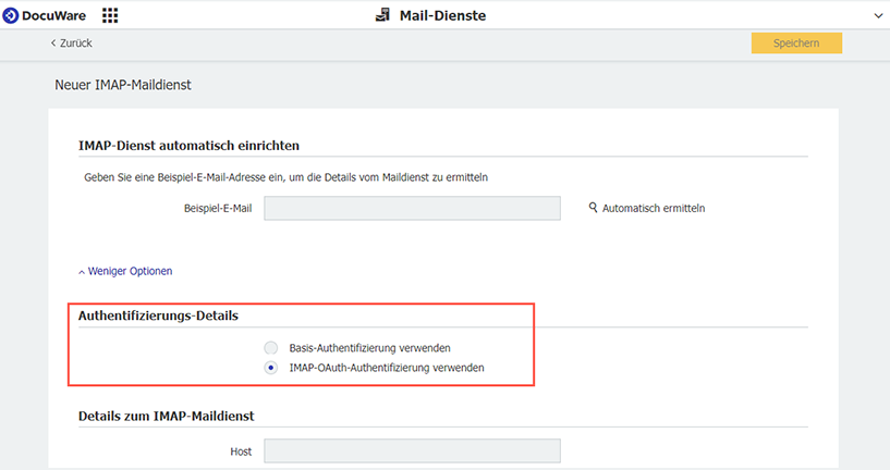 Wechseln Sie zur OAuth-Authentifizierung für Mail-Dienste